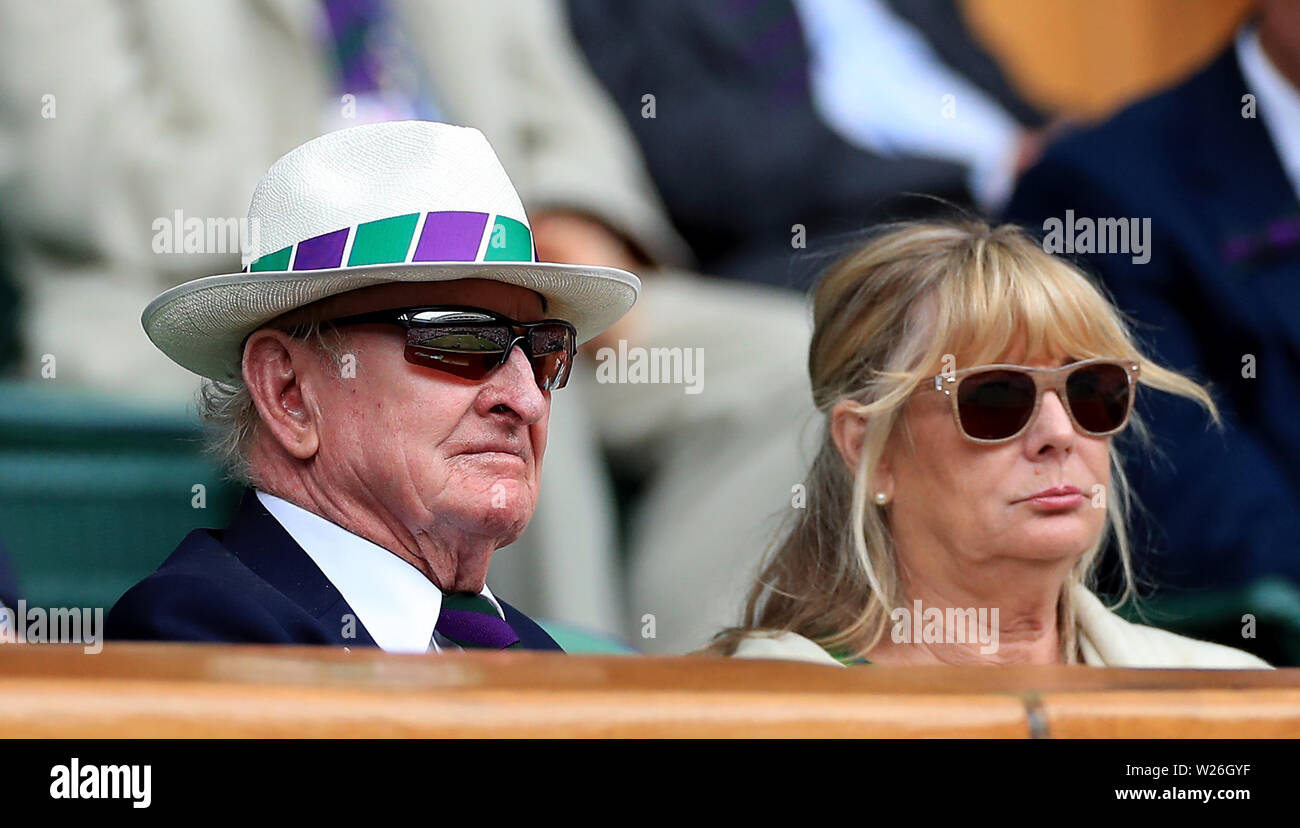 Rod Laver in the royal box of centre court on day six of the Wimbledon ...