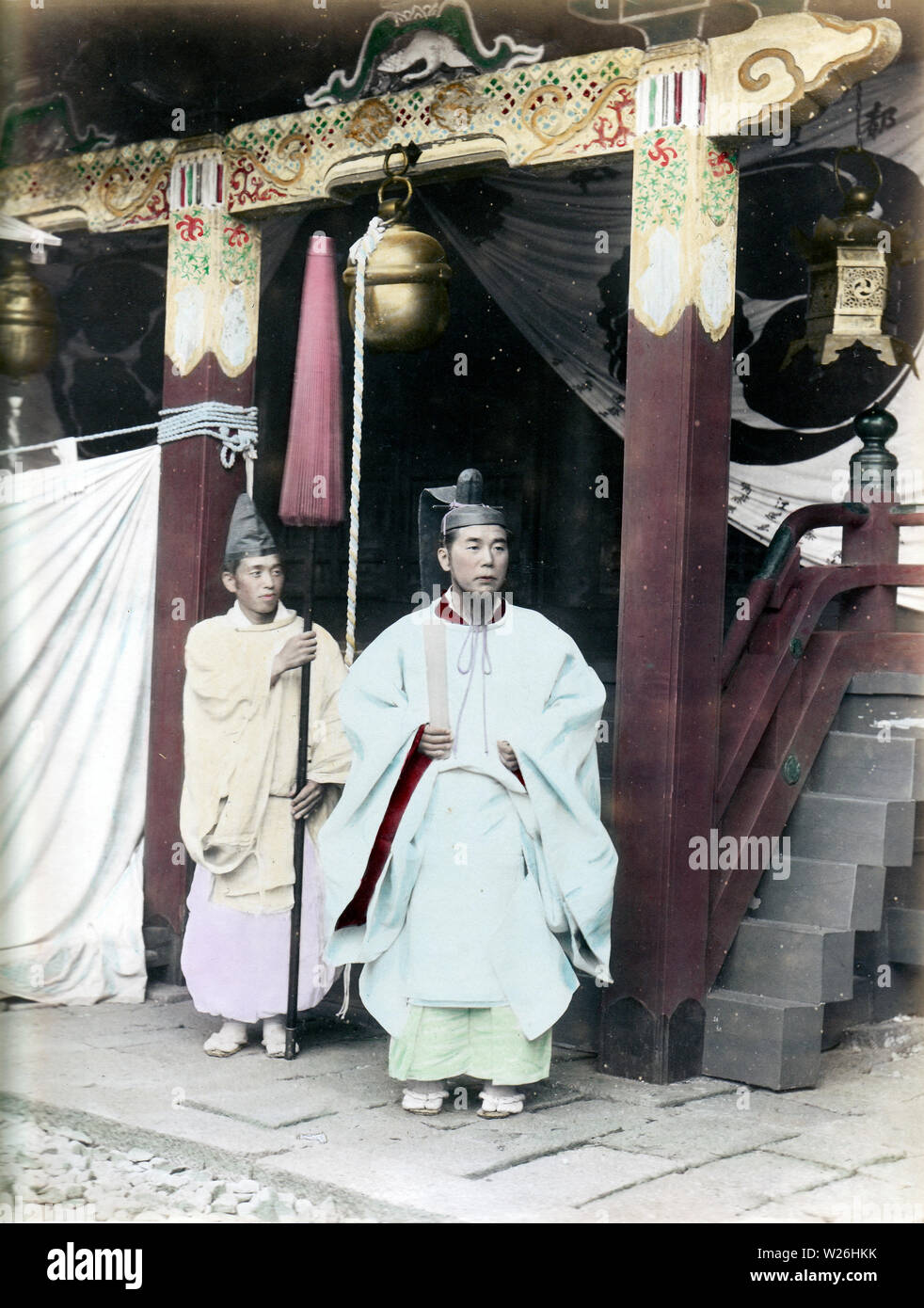 [ 1890s Japan - Japanese Shinto Priests ] — Two Japanese shinto priests ...