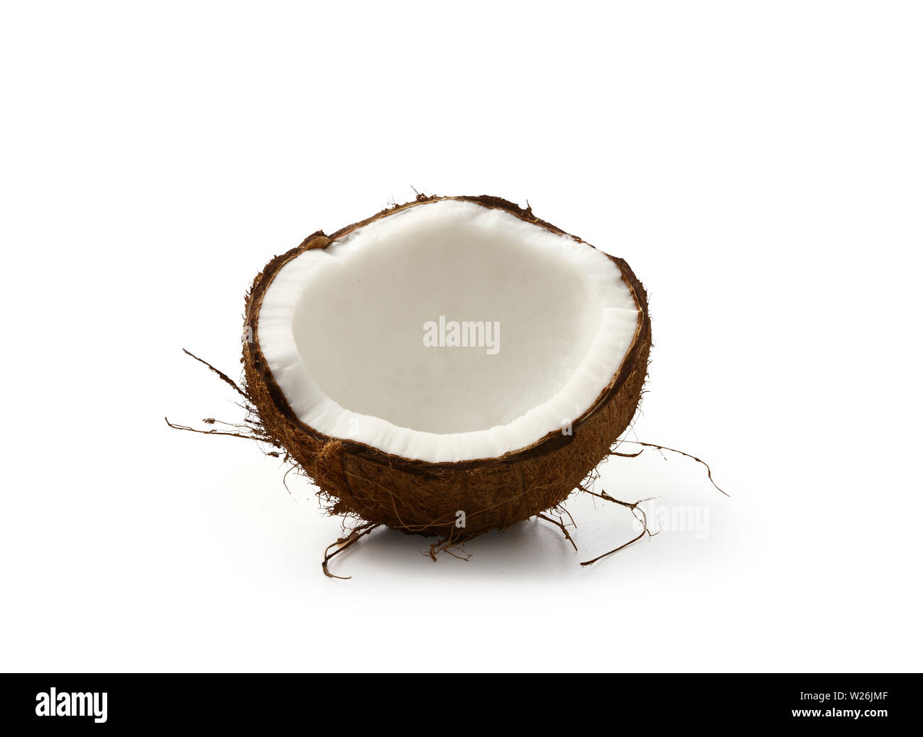 Fresh raw half cut coconut isolated on white background Stock Photo - Alamy
