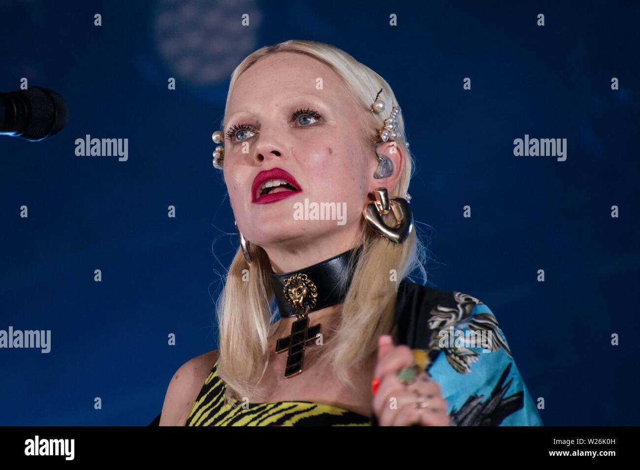 Turku, Finland. 6th July 2019. Finnish pop artist Chisu performs at the ...