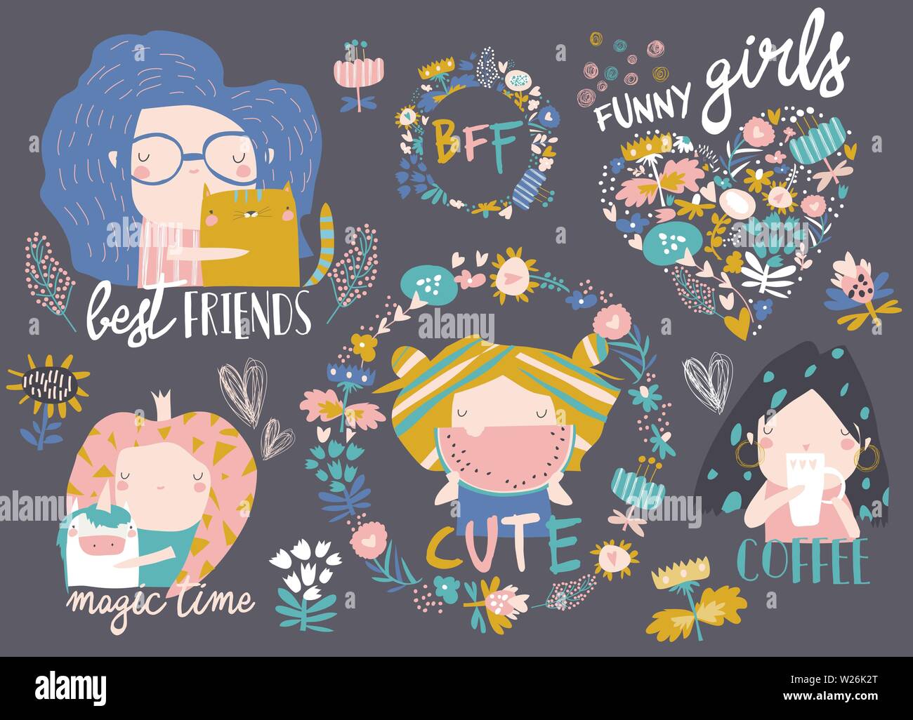 Portrait best friend Stock Vector Images - Alamy