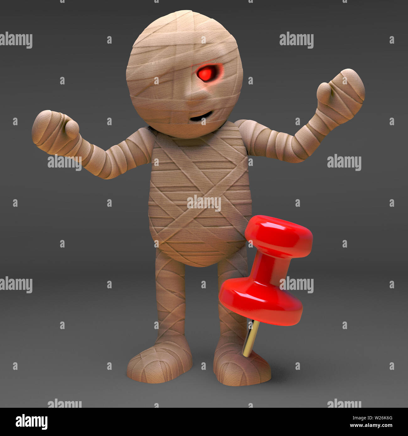 Zombie monster has a pin tack in his foot, 3d illustration render Stock ...