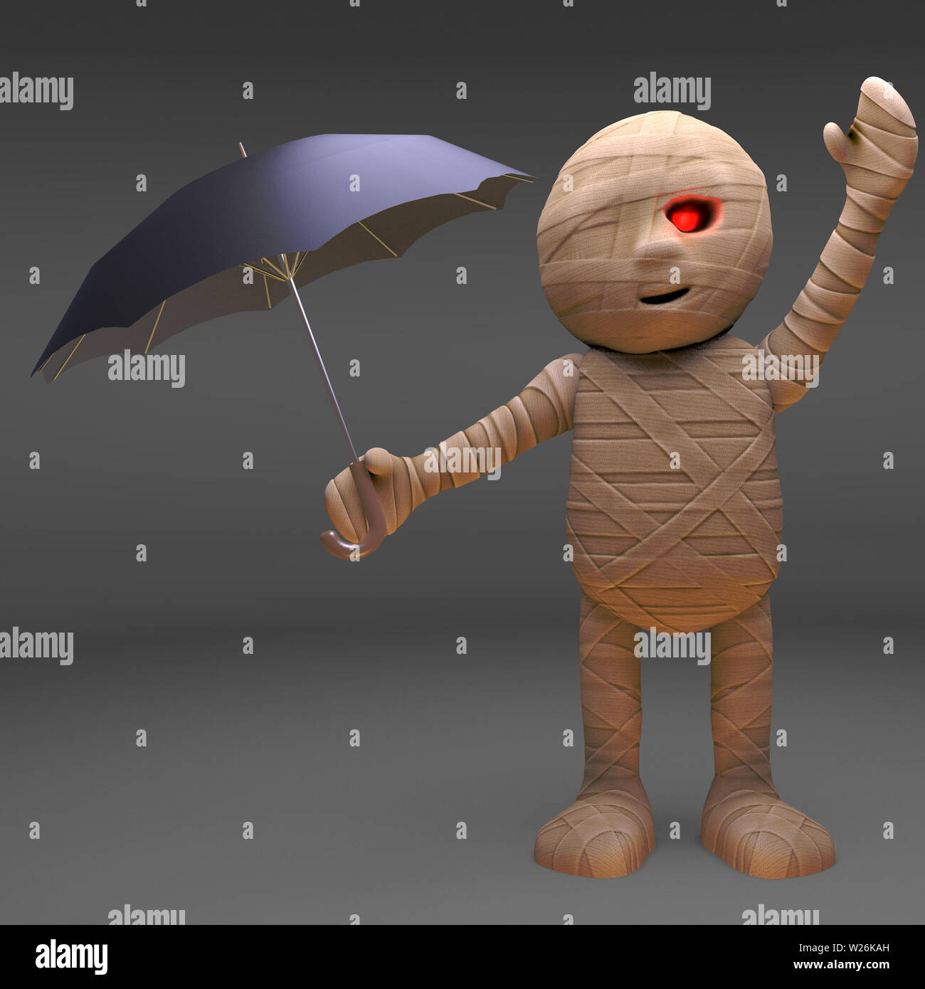 Undead zombie monster likes his umbrella, 3d illustration render Stock ...