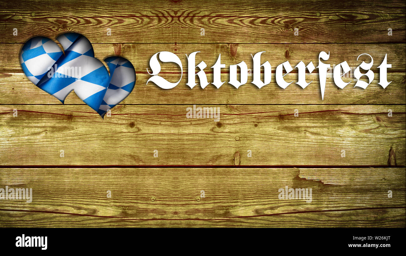 wooden Background with "Oktoberfest" Slogan and heart-shaped cutout ...