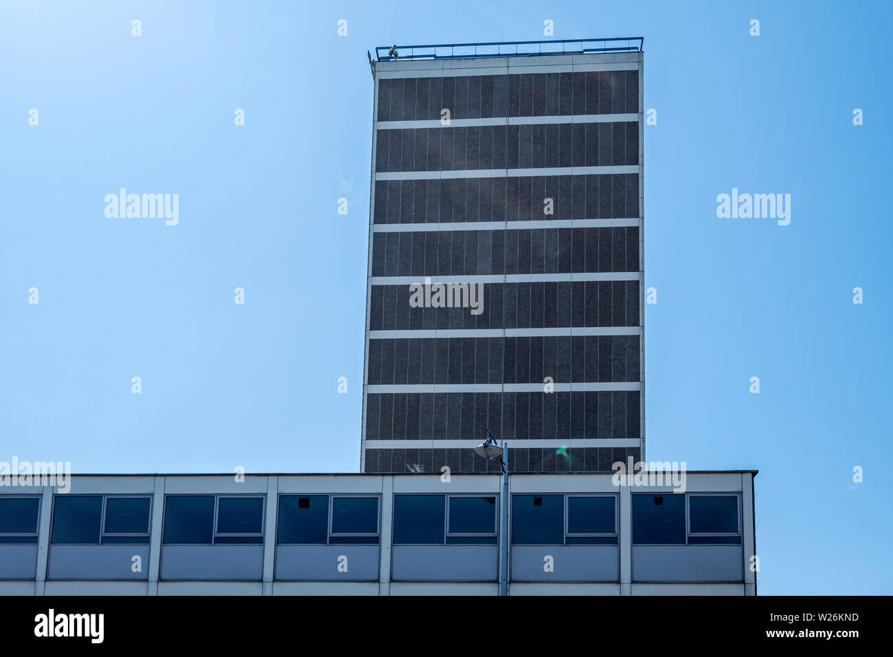 Abstract architecture side view of Rail House in Crewe Cheshire UK ...