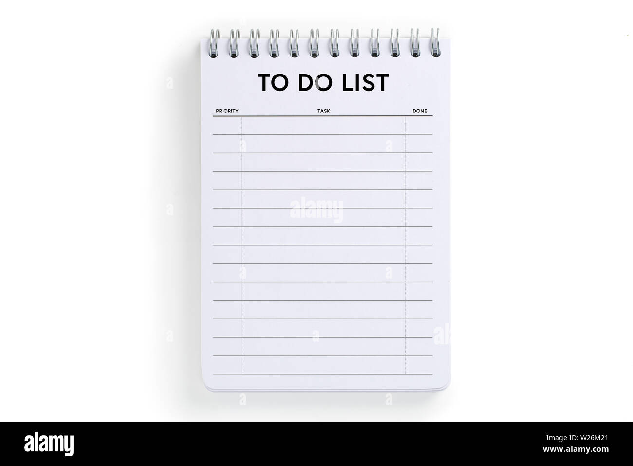 notebook with a template for a to do list isolated on white Stock Photo ...