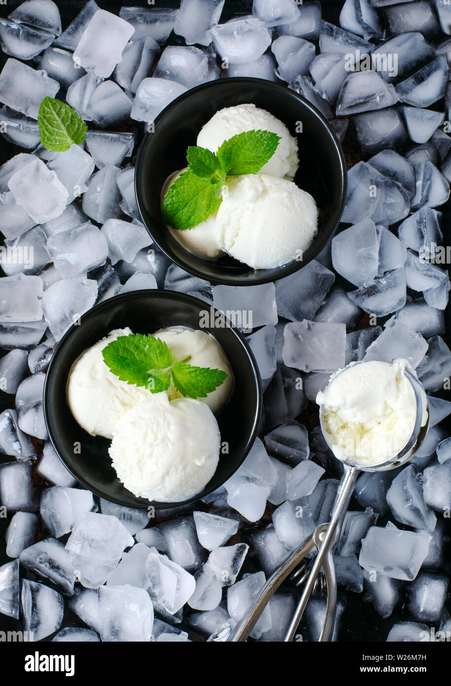 Vanilla ice cream, top view Stock Photo - Alamy