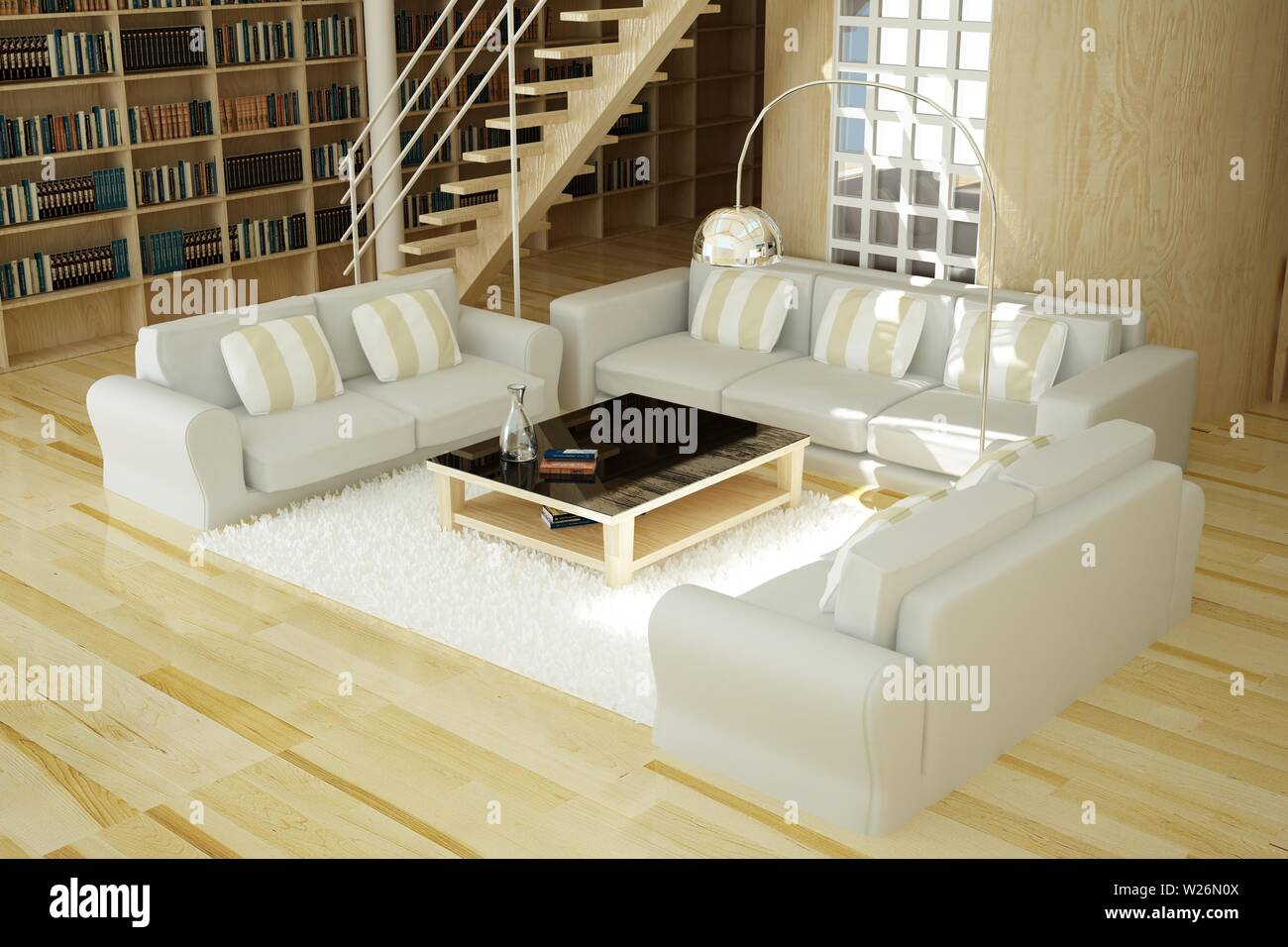 3D rendered living room Stock Photo - Alamy