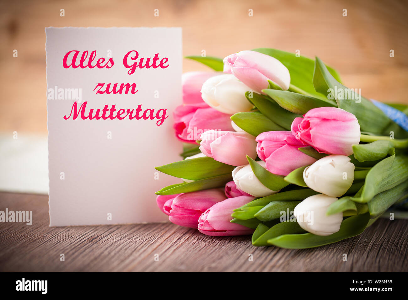 tulips with message saying "Best wishes for Mother's Day" in German ...