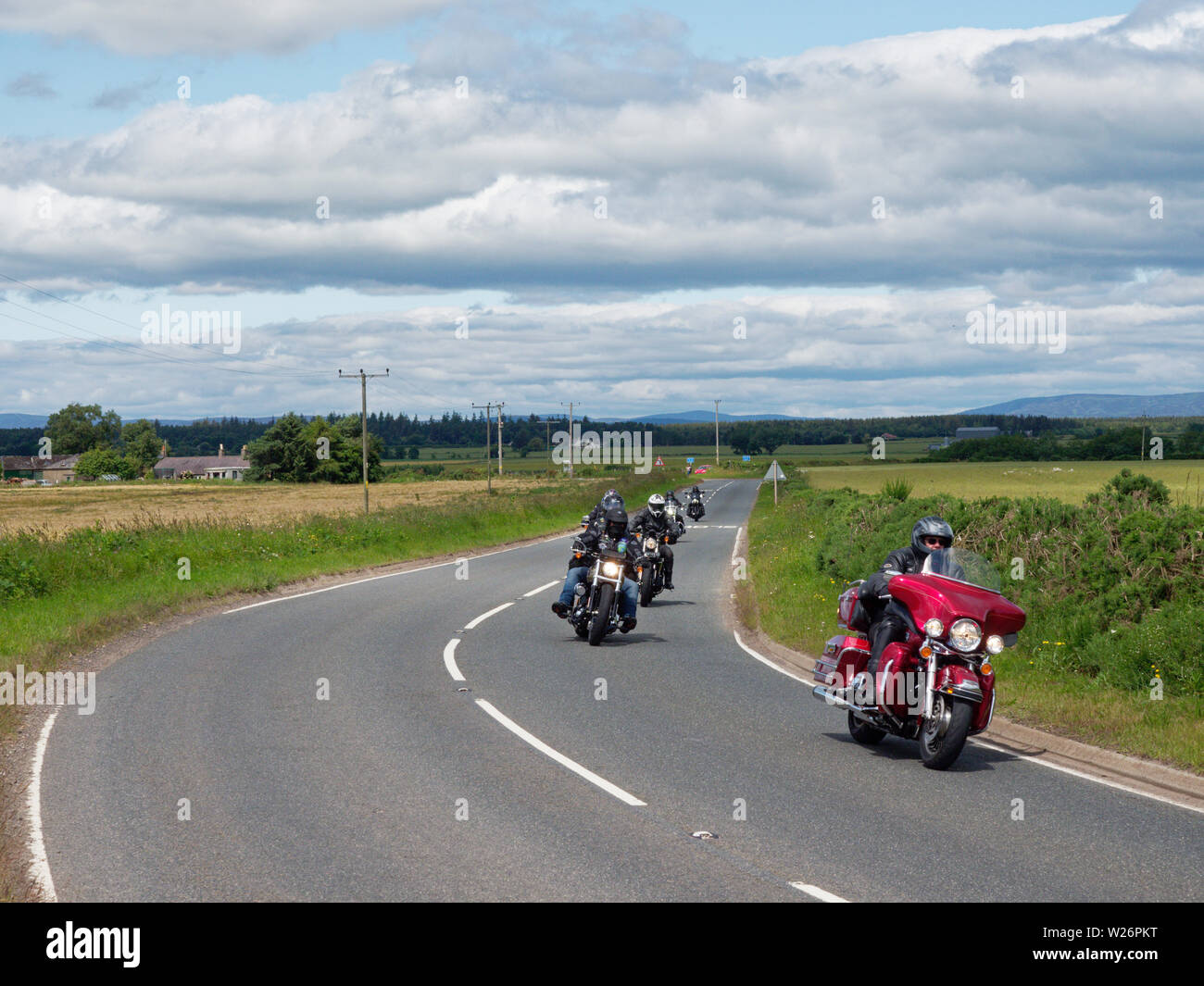 Harley Davidson Motorbikes on a Country Road near to Friockheim in ...