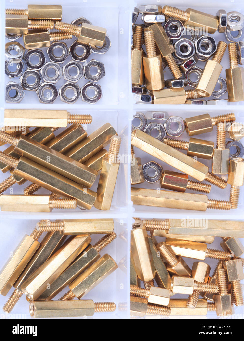 Brass Standoff Spacer Male and Female set in plastic container Stock ...