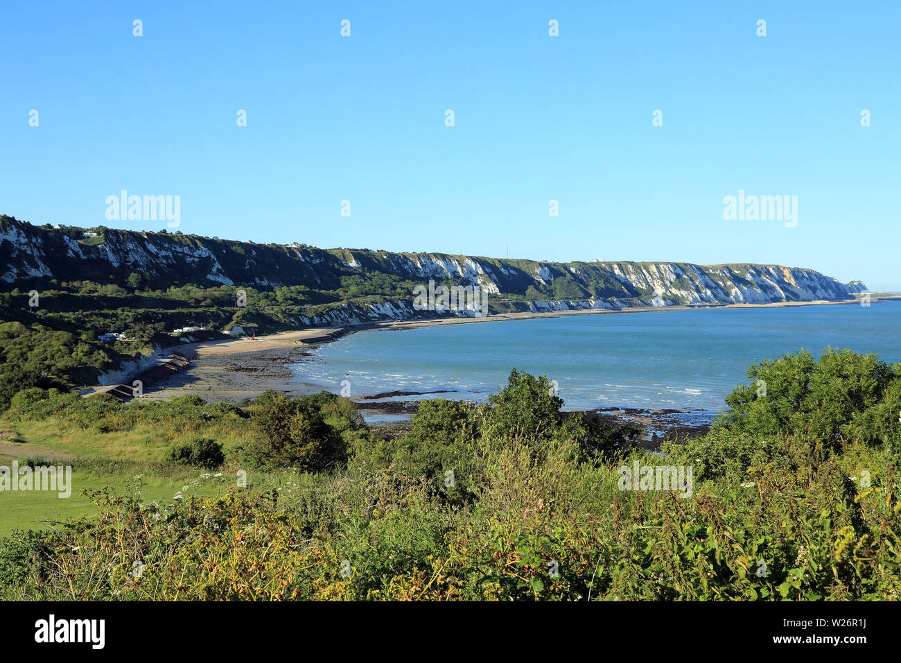 View of The Warren, East Wear Bay and coast from near Wear Bay Road ...