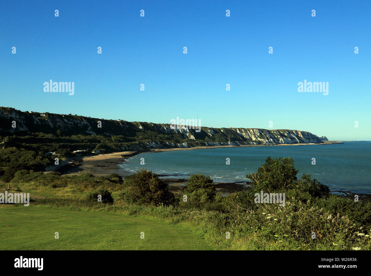 View of The Warren, East Wear Bay and coast from near Wear Bay Road ...