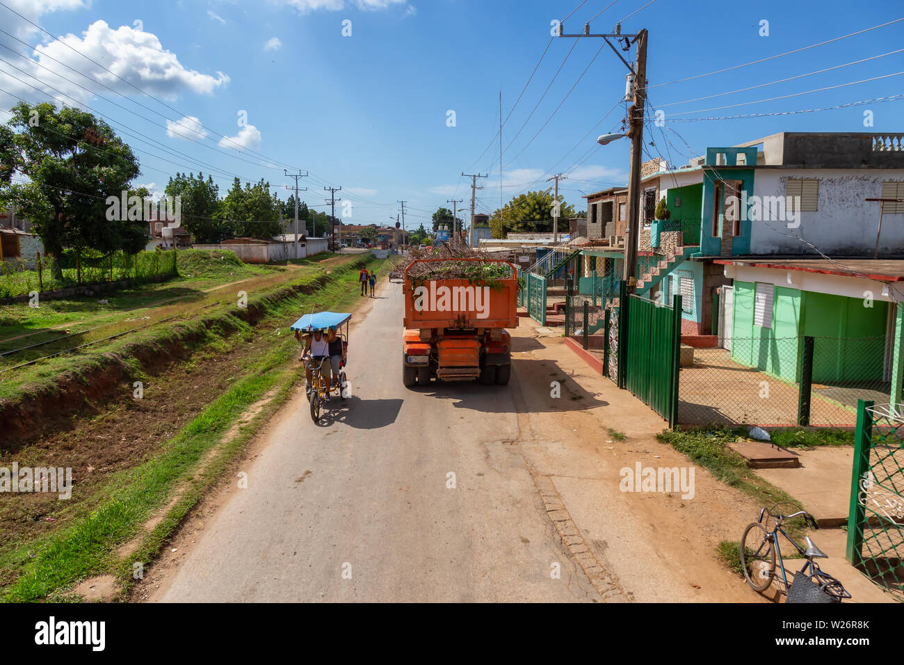Trinidad, Cuba - June 6, 2019: Aerial view of a road on the outskirt of ...