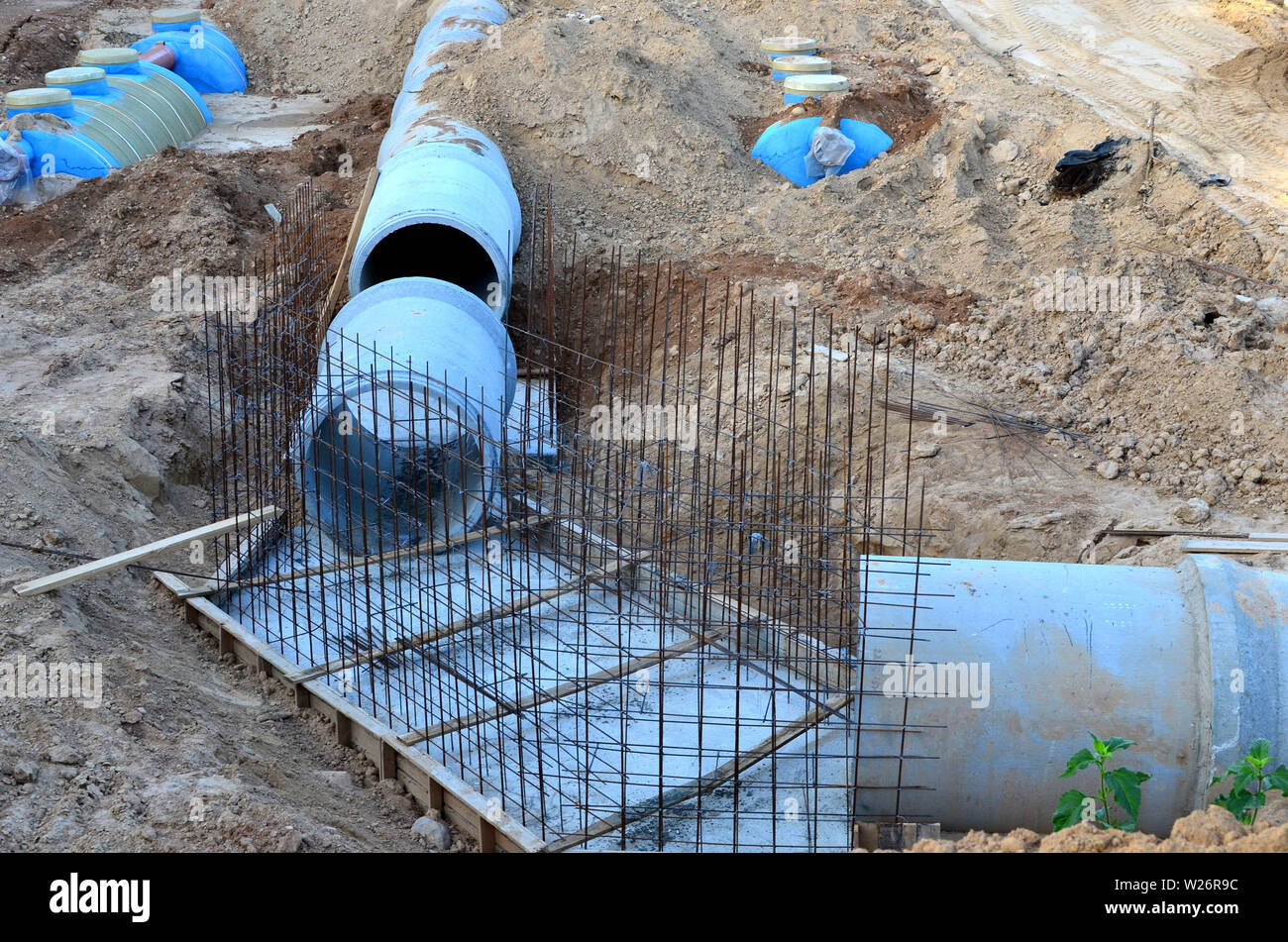 Laying or replacement of underground storm sewer pipes. Installation of ...