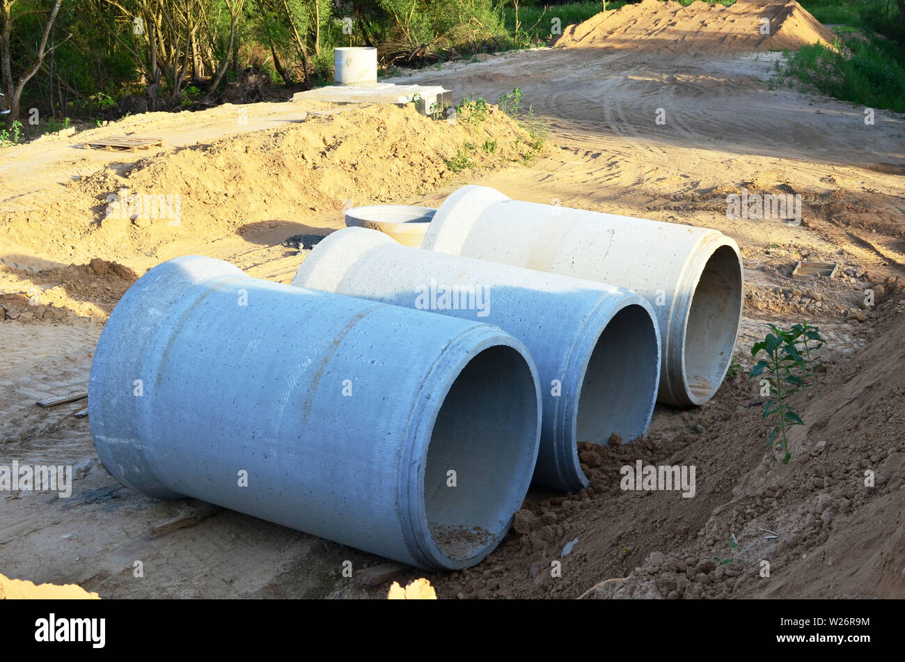 Laying or replacement of underground storm sewer pipes. Installation of ...