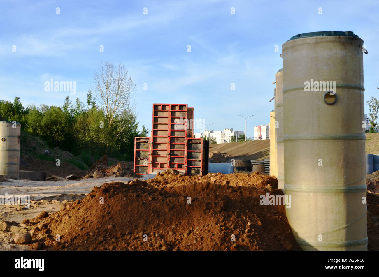 Laying or replacement of underground storm sewer pipes. Installation of ...