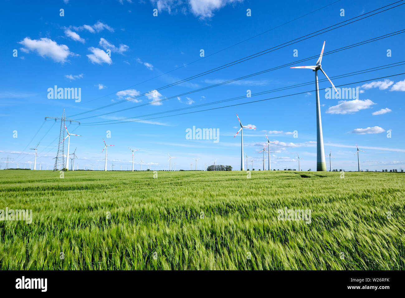 Power lines and wind farm hi-res stock photography and images - Alamy