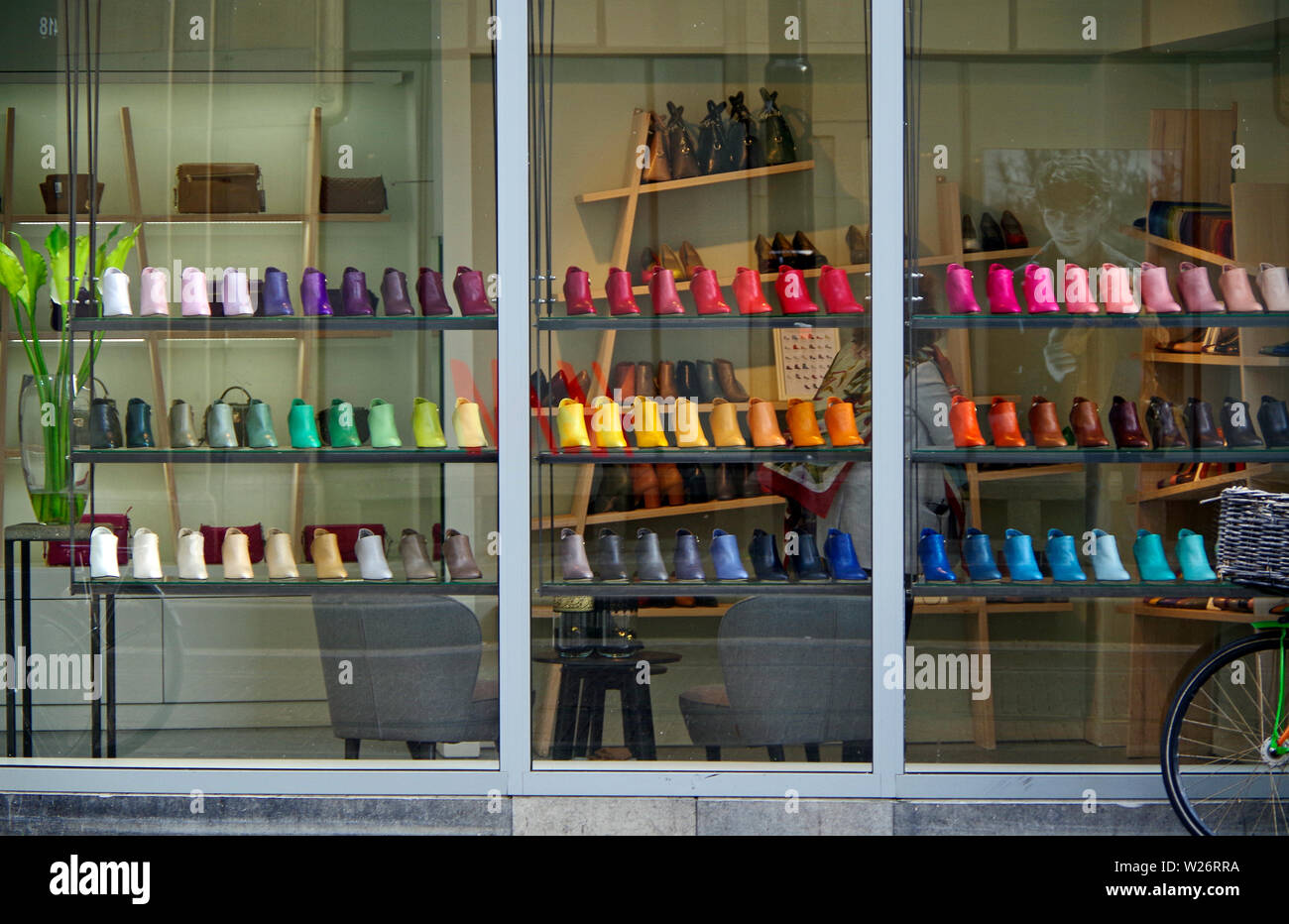 The shop window display of the Noë shoe makers in Den Haag, Netherlands ...