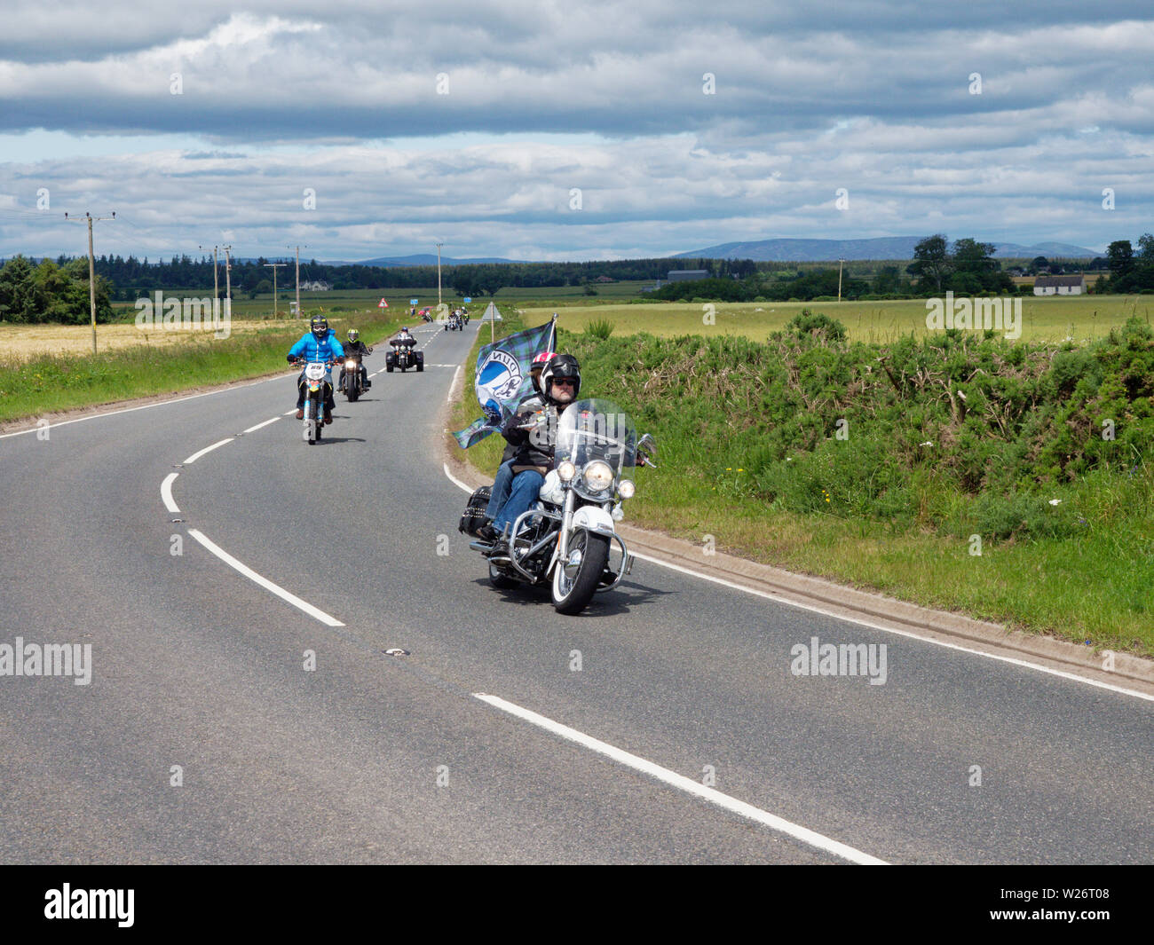 Harley Davidson Motorbikes on a Country Road near to Friockheim in ...
