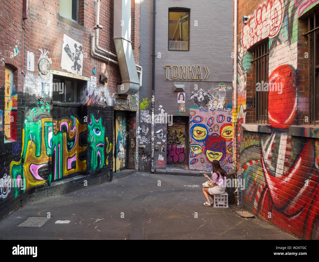 Duckboard Place street art, Melbourne Stock Photo - Alamy