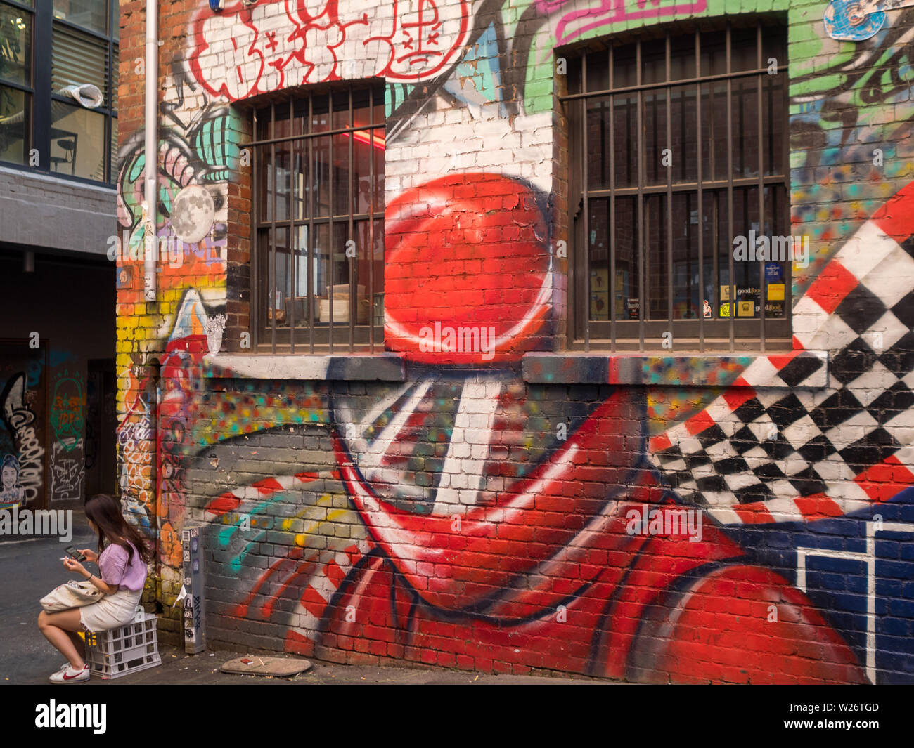 Duckboard Place street art, Melbourne Stock Photo - Alamy