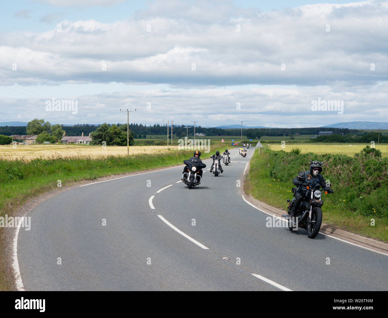 Harley Davidson Motorbikes on a Country Road near to Friockheim in ...