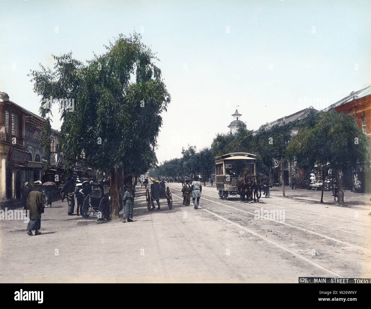 [ 1880s Japan - Horse-drawn Streetcar on Ginza, Tokyo ] — Horse-drawn ...