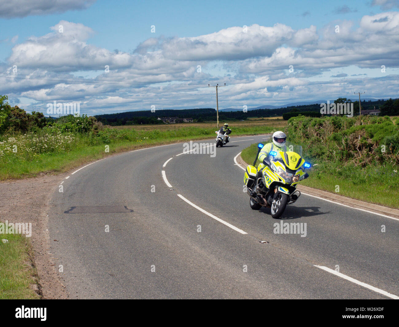 Harley Davidson Motorbikes on a Country Road near to Friockheim in ...
