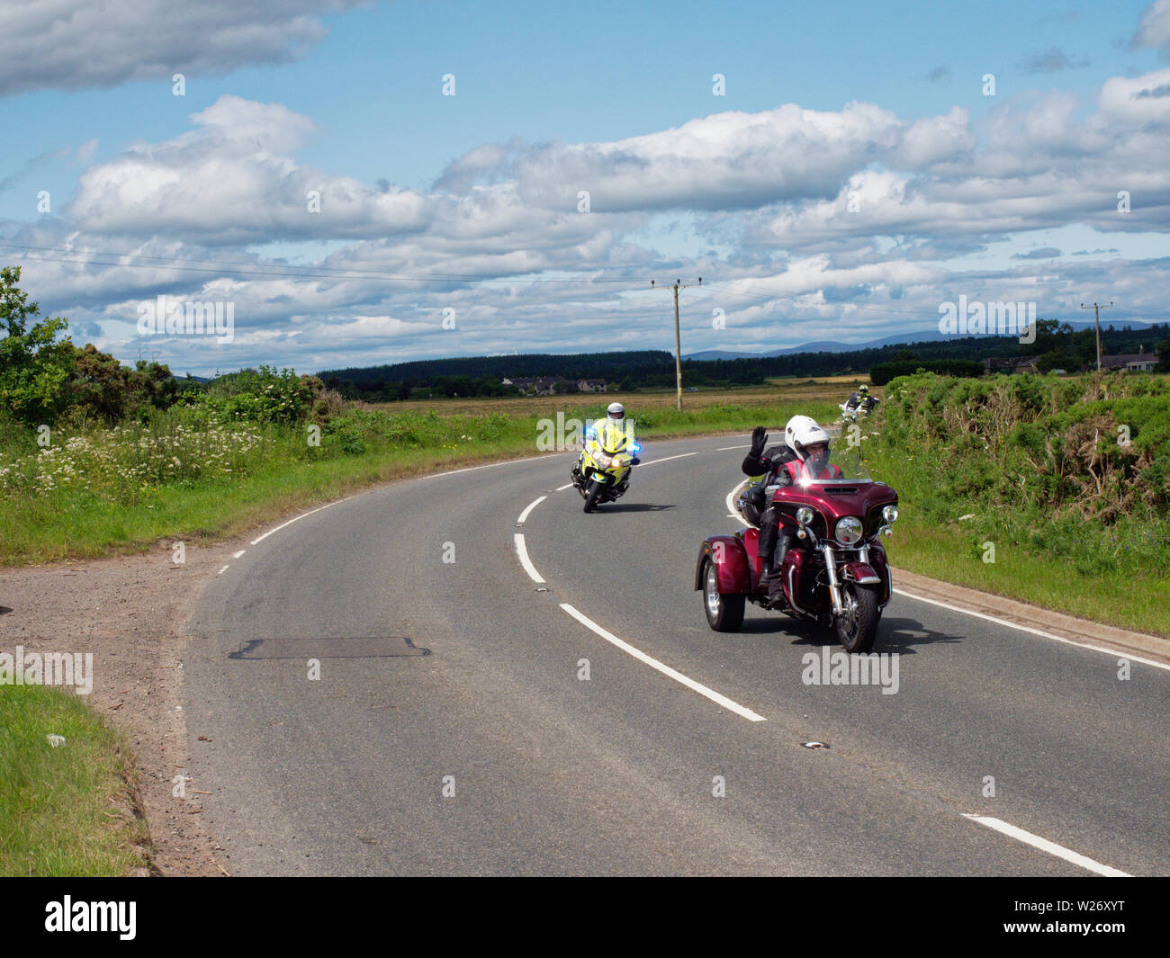 Harley Davidson Motorbikes on a Country Road near to Friockheim in ...