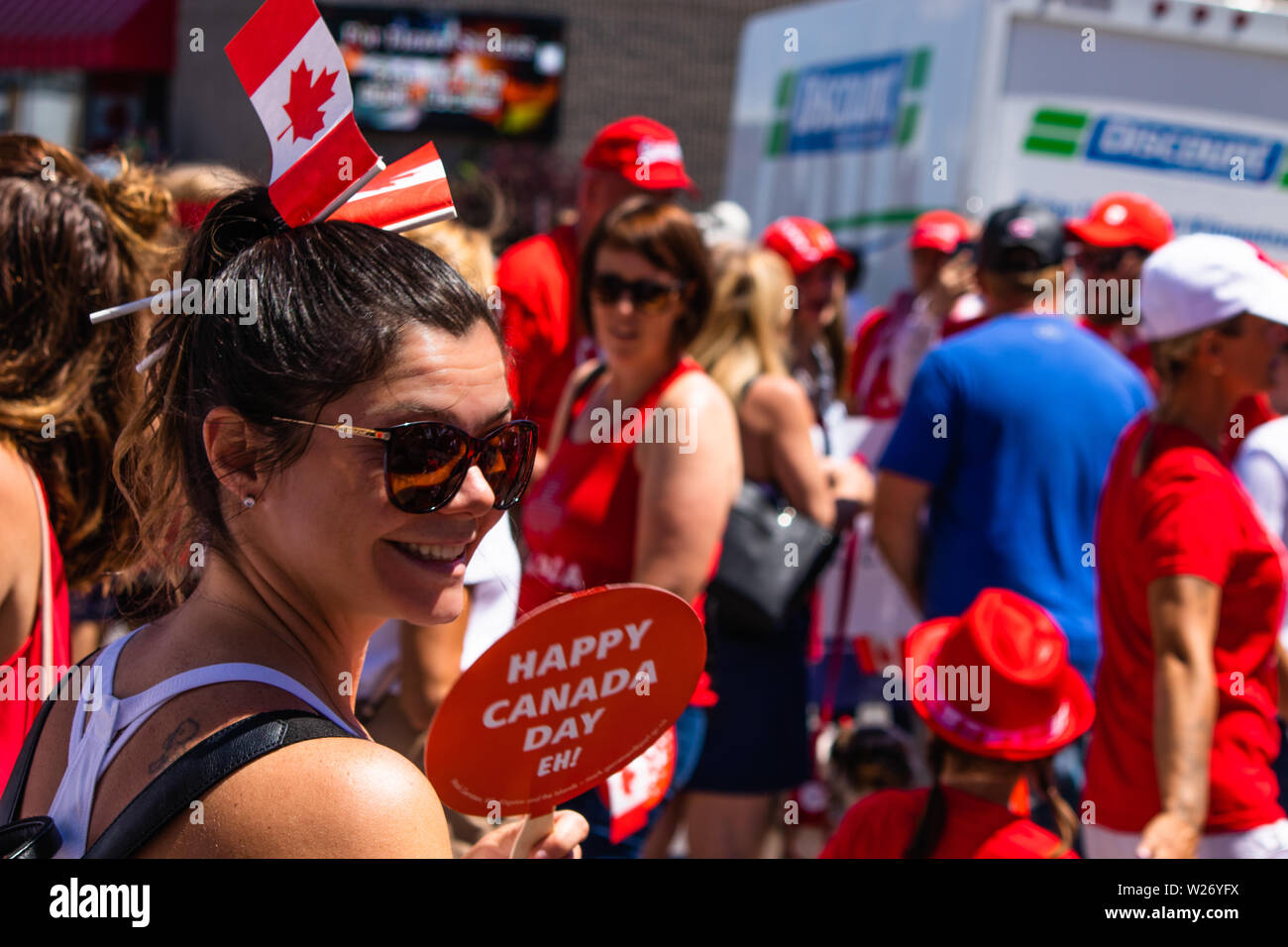 Woman celebrating Canada Day in Kingston, ON Stock Photo - Alamy
