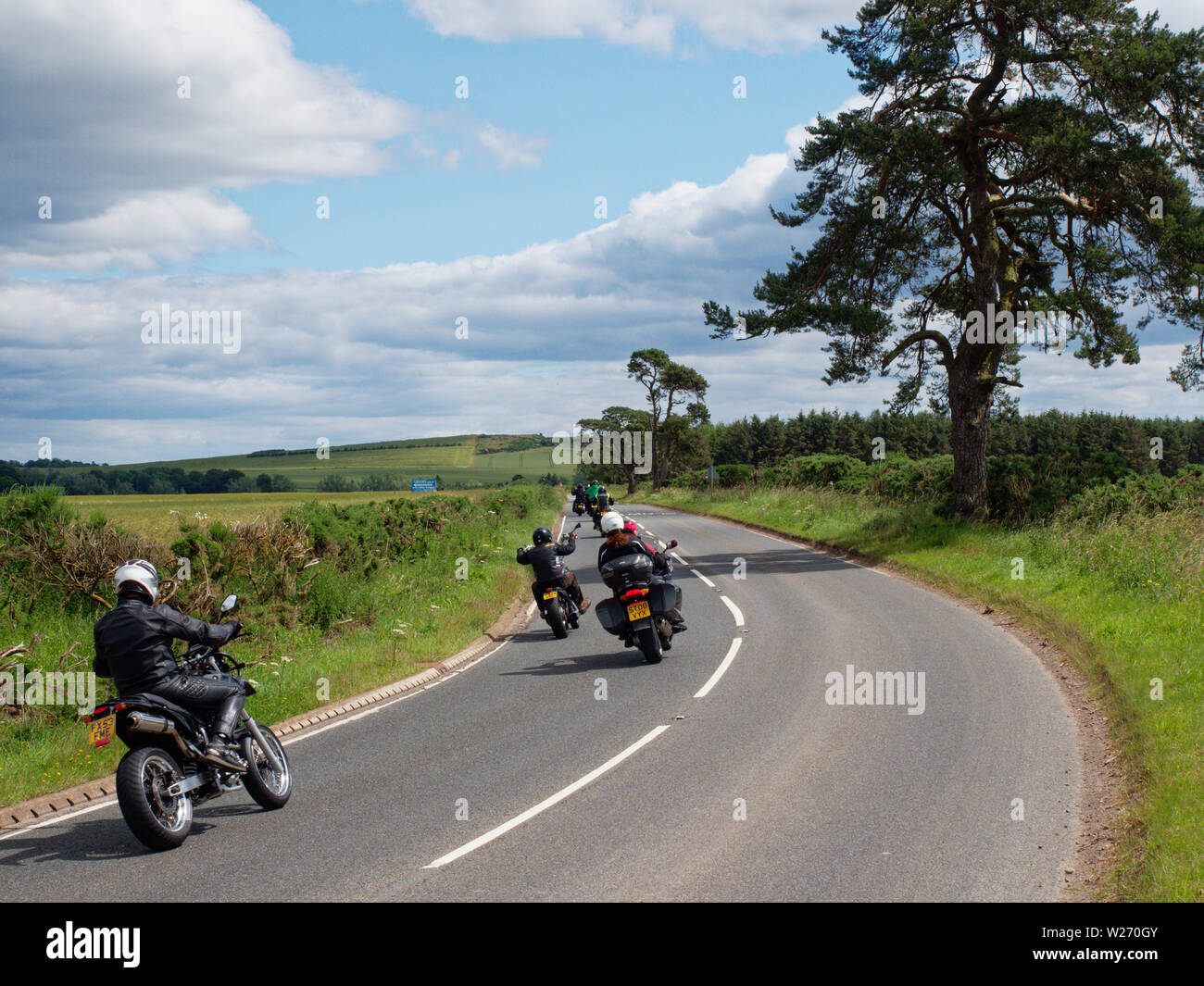 Harley Davidson Motorbikes on a Country Road near to Friockheim in ...