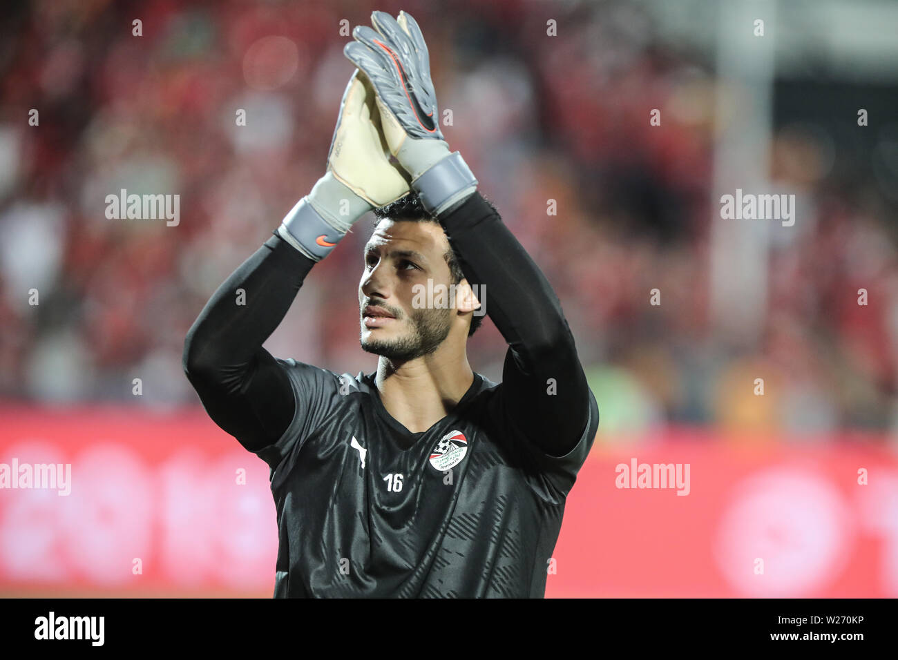 Cairo, Egypt. 06th July, 2019. Egypt's goalkeeper Mohamed El-Shenawy ...