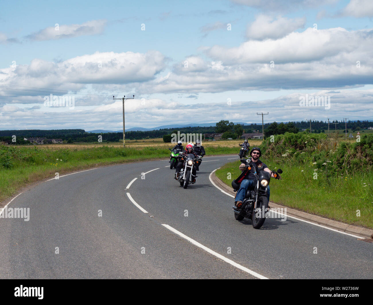 Harley Davidson Motorbikes on a Country Road near to Friockheim in ...