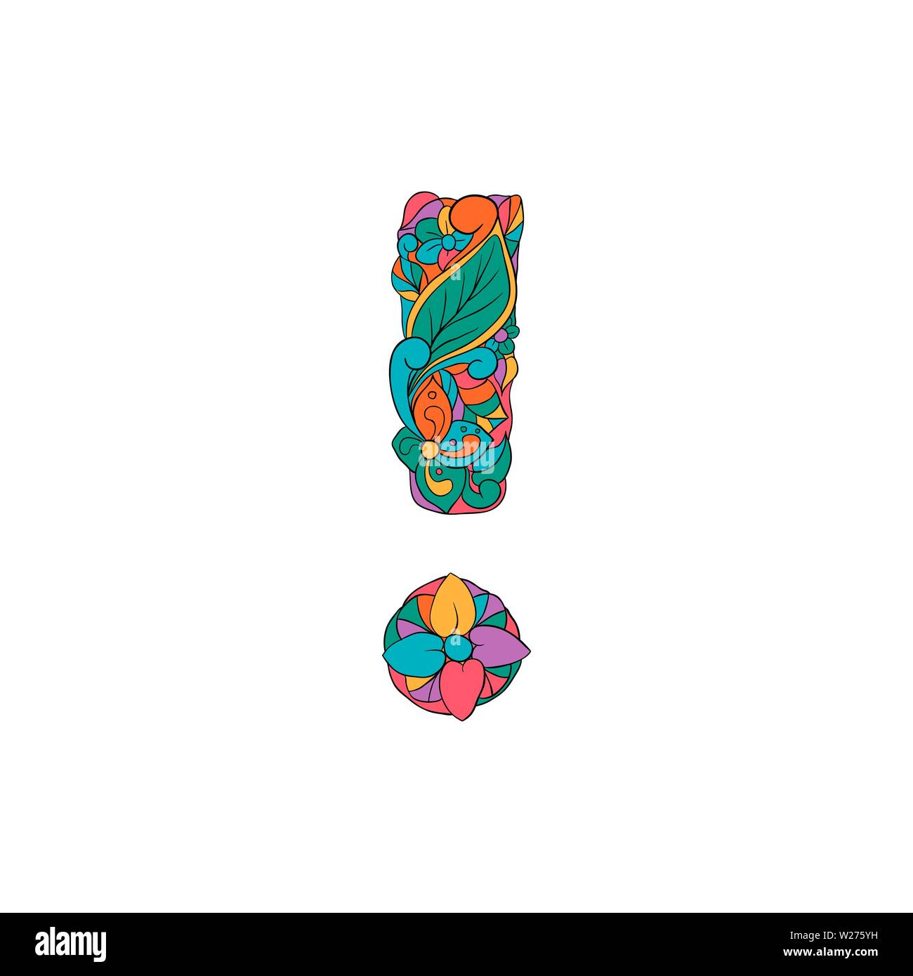 Colorful Floral Ornamental Alphabet, Initial Exclamation Mark Font ...