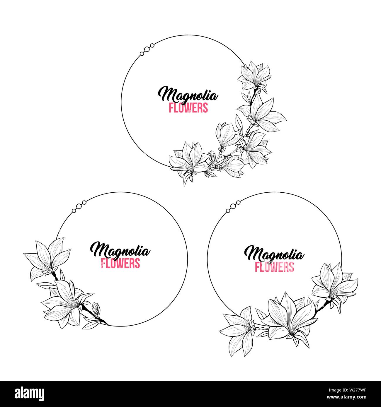 Circle frame set botanical Stock Vector Images - Alamy