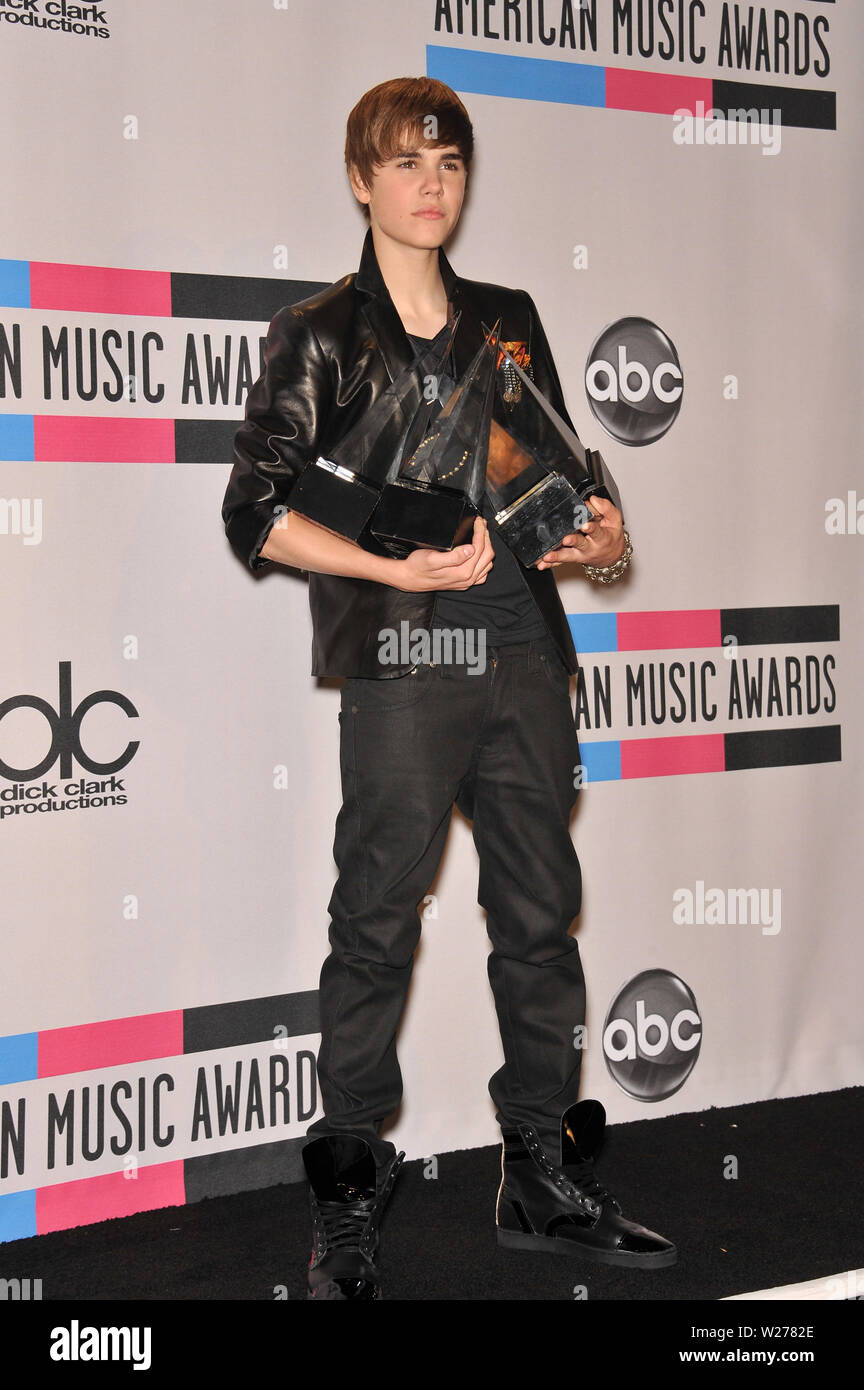 LOS ANGELES, CA. November 22, 2010: Justin Bieber at the 2010 American ...
