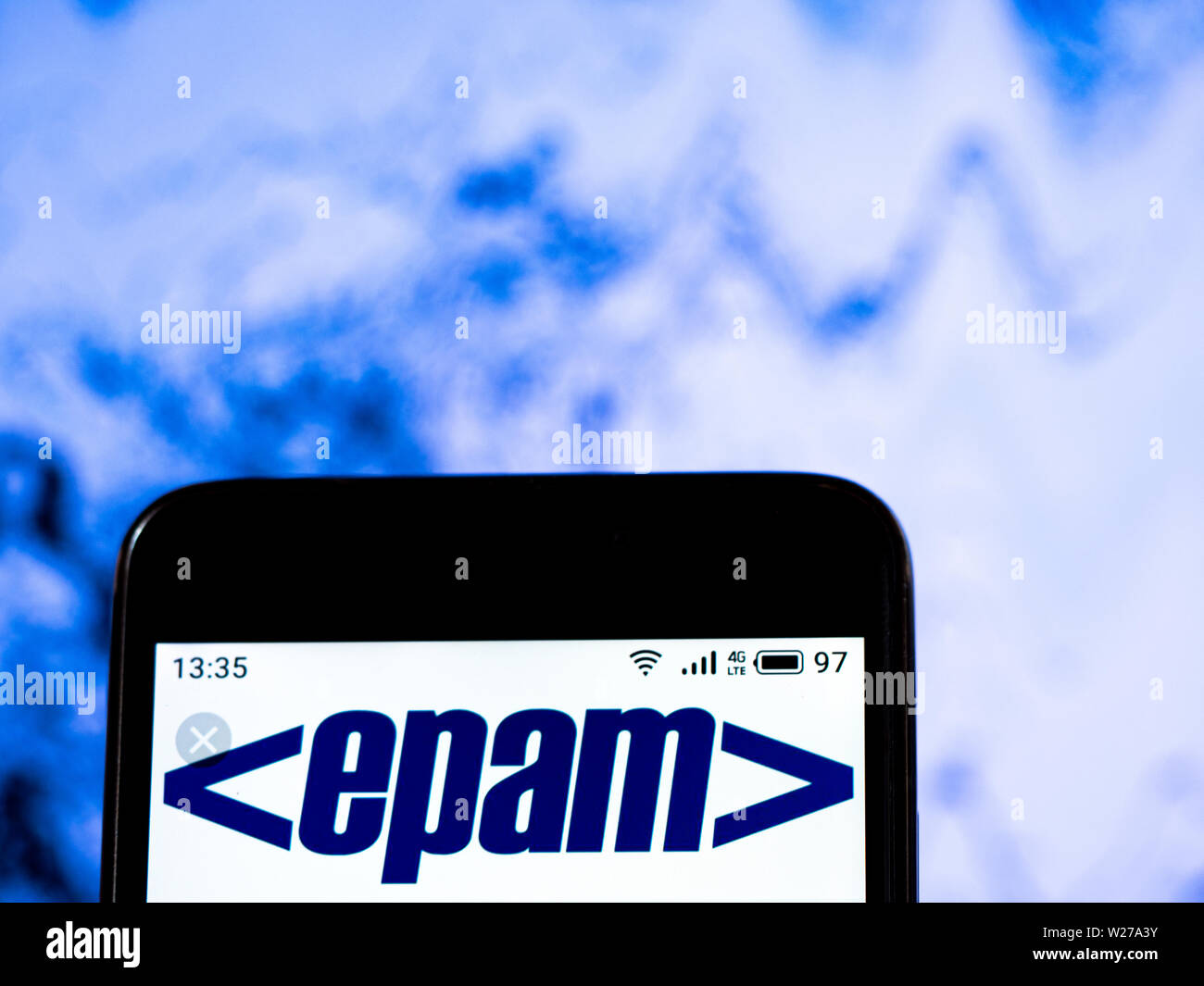 In this photo illustration the EPAM Systems, Inc. logo is seen ...