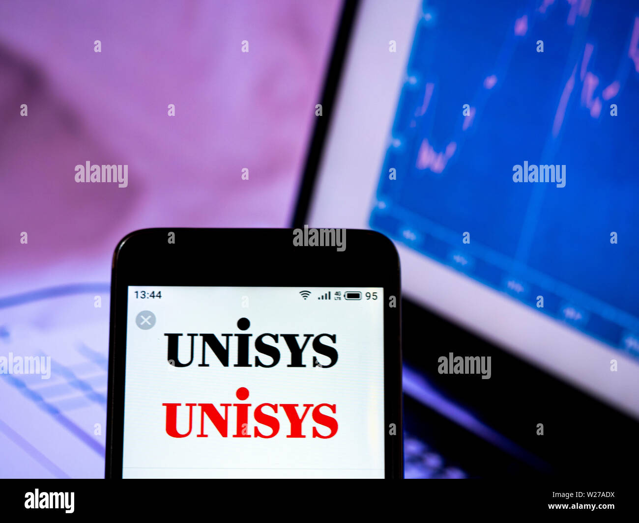 In this photo illustration the Unisys Corporation logo is seen ...