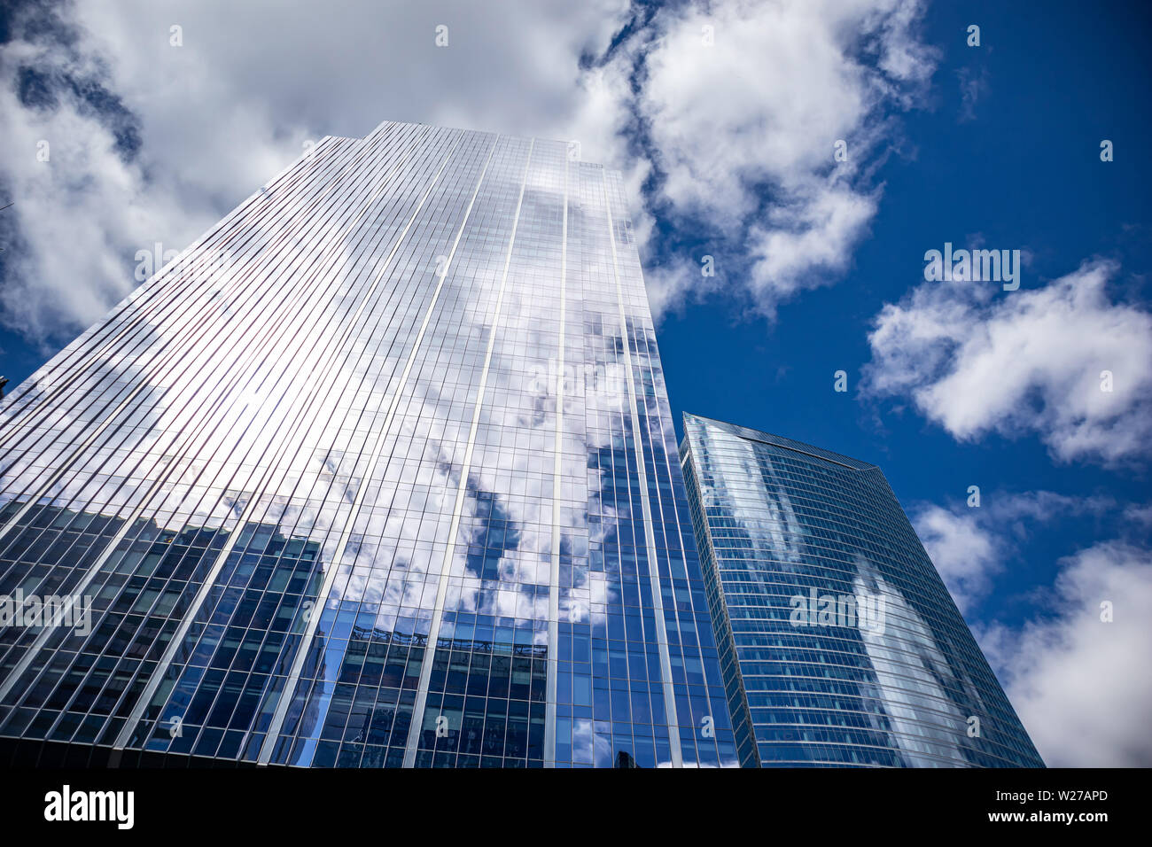 Chicago cityscape, spring day. Chicago city high rise buildings, glass ...