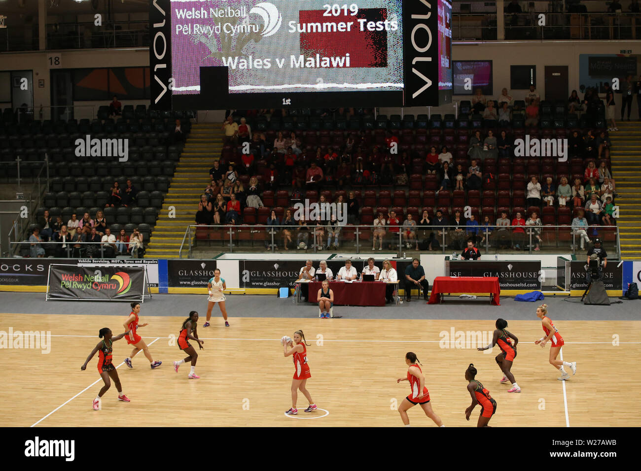 Cardiff, UK. 06th July, 2019. action from Wales (in red) v Malawi ...
