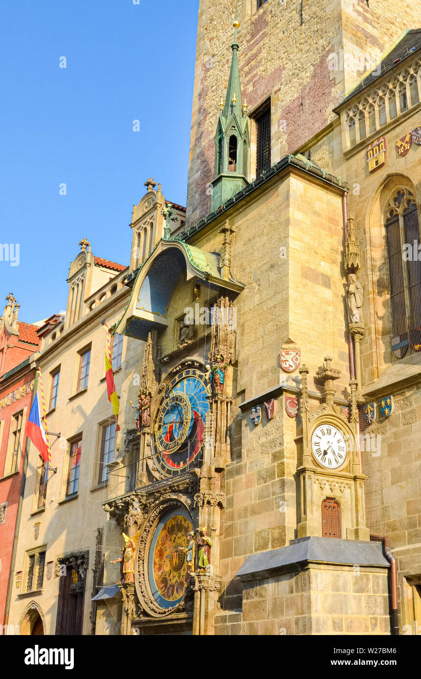 Beautiful Prague astronomical clock, Orloj, located on the Old Town ...