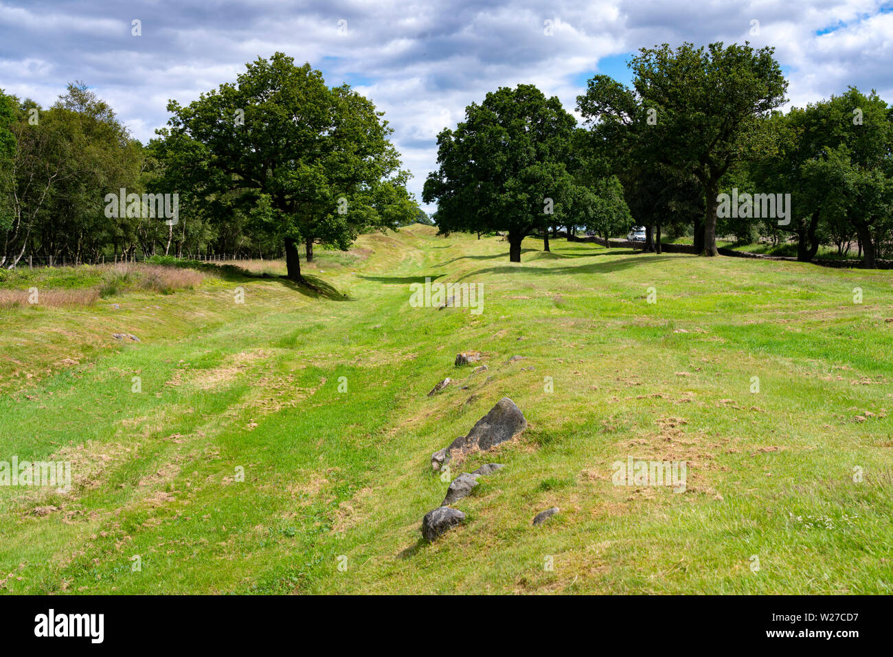 Roman Antonine Wall ditch at Rough Castle, Central Region, Scotland, UK ...