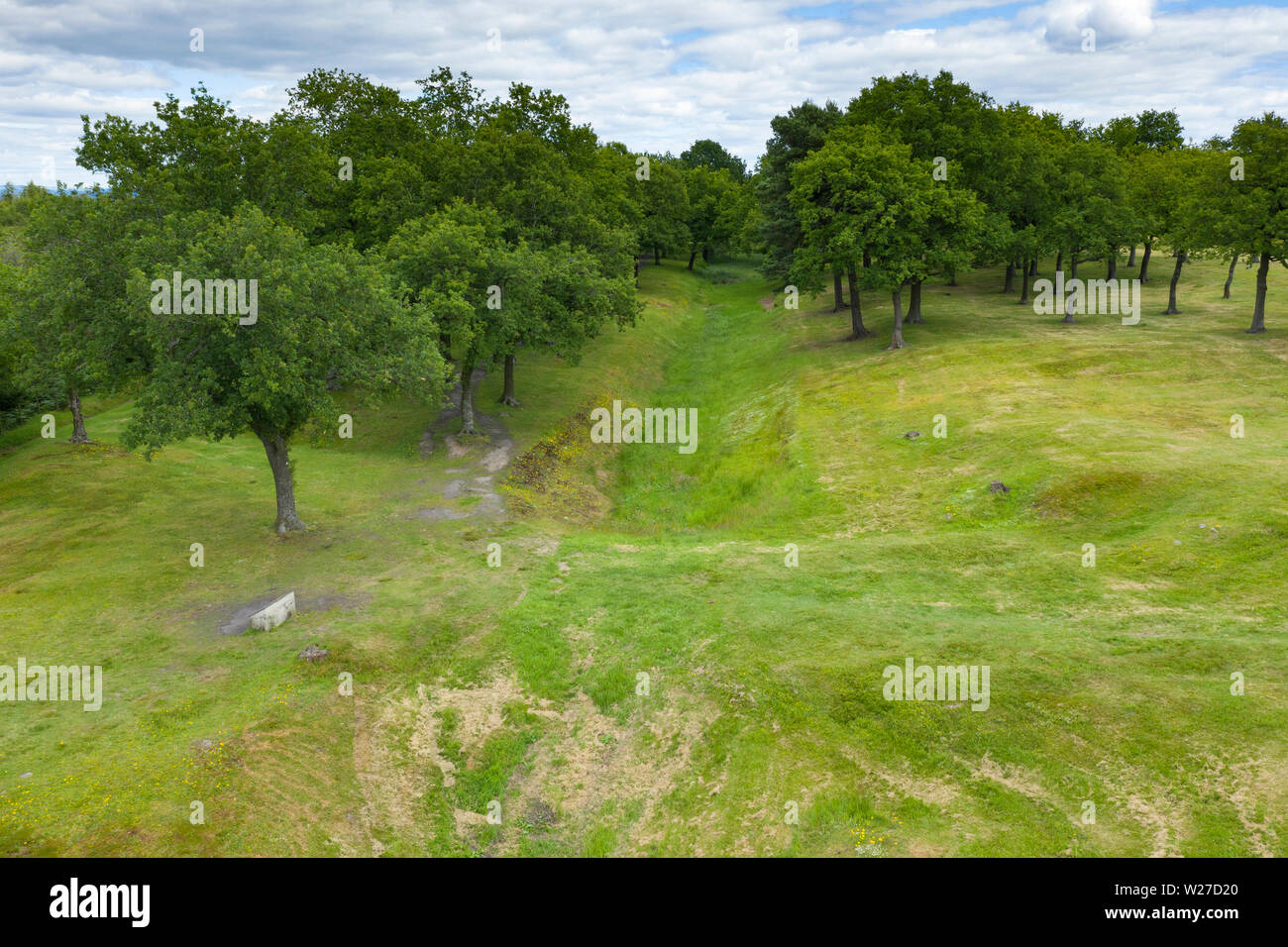 Roman Antonine Wall ditch at Rough Castle, Central Region, Scotland, UK ...