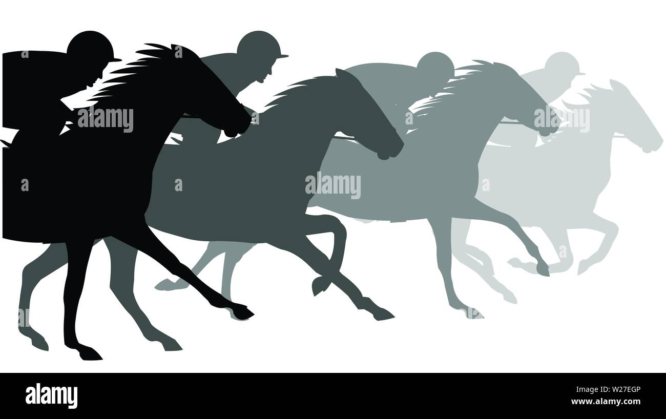 Horse race in race course vector silhouette Stock Vector Image & Art ...