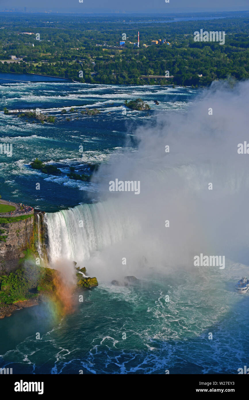 Aerial views of Horseshoe Falls in Niagara Falls, Ontario, Canada Stock ...