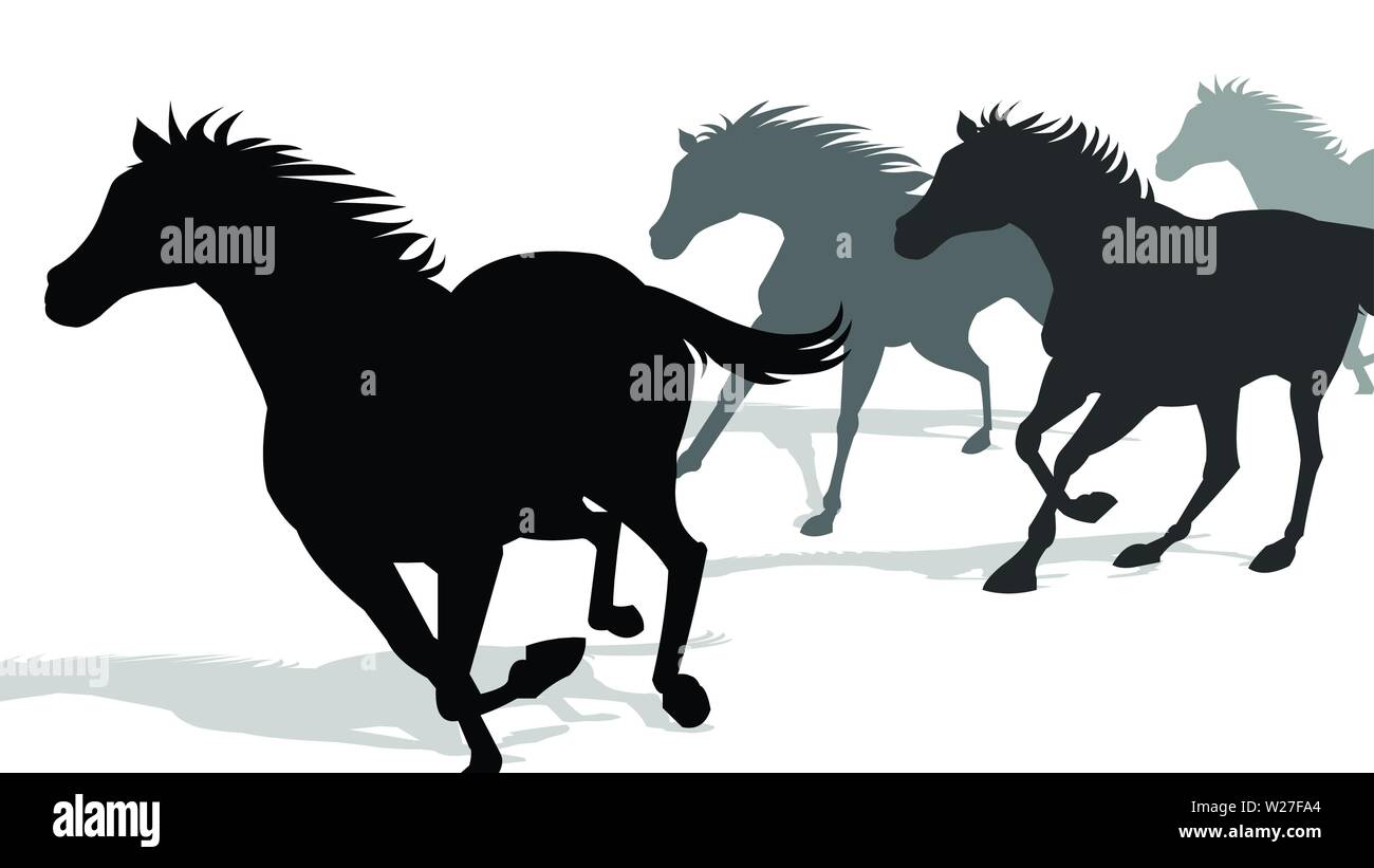 Three Running Horses Silhouette