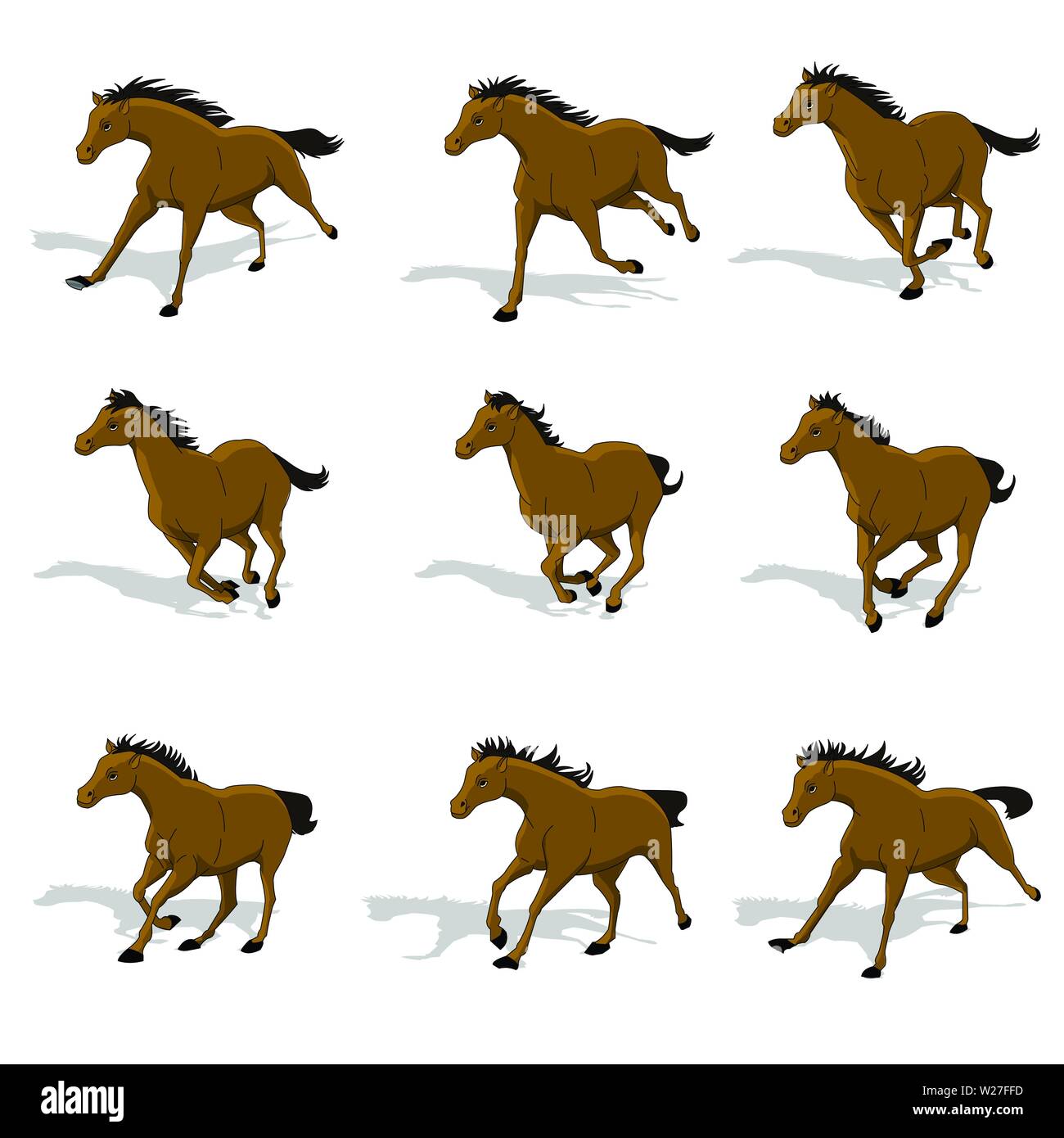 Horse Run cycle silhouette, loop animation sprite sheet vector Stock ... Horse Run cycle silhouette, loop animation sprite sheet vector Stock ...