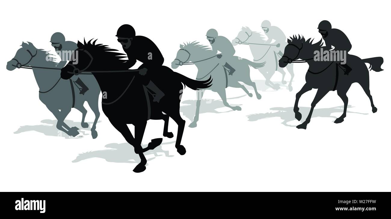 Horse race in race course vector silhouette Stock Vector Image & Art ...