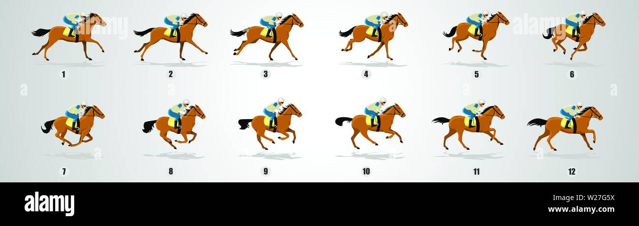 Horse rider Run cycle silhouette, loop animation sprite sheet vector Stock Vector Image & Art ...